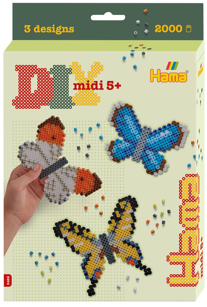 Hama Midi Bügelperlen 3452, Starter-Set Schmetterlinge, ca. 2.000 Stüc ...